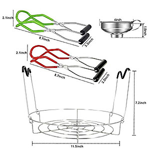 Jar Lifter tongs and Canning Rack Set with Canning Funnel,Stainless Steel Funnel Kitchen Jar Funnel Jar Lifter Tongs and Anti-Slip Canning Jar Lifter