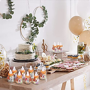 48 Pcs 1.5 x 3.4 Inch Mini Baby Bottle Shower Feeding Bottle Favor with 500 Adhesive Baby Shower Thank You Stickers and 48 Pcs Bear Shaped Decors for Baby Shower Party