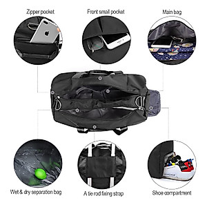 Konelia Small Gym Bag for Women and Men Waterproof Workout Sports Swimming Bag, Weekender Travel Duffle Bag with Shoe and Wet Clothes Compartments