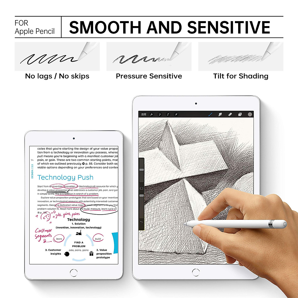 Pencil Tips Replacement for Apple Pencil 1st Gen 2nd Generation (6 Pack), Pen Nibs Compatible with iPad Pencil.