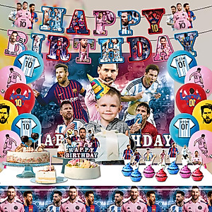 Birthday Decorations Kit, 36pcs Party Decorations includes Banner, Backdrop, Balloons, Cupcake Toppers, Tablecloth, for Birthday Party Decoration Party Supplies