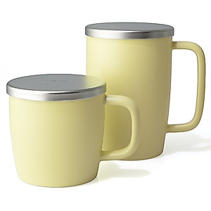 FORLIFE Dew Satin Finish Brew-In-Mug with Basket Infuser & Stainless Lid 18 oz., Lemon Grass