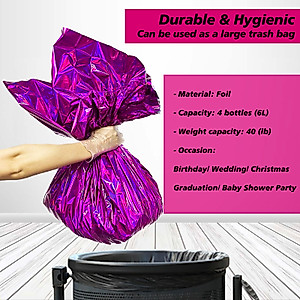 PKNOON Plastic Table Cloth 4 Pack Table Cloths for Parties Hot Pink Foil Tablecloths Iridescence Plastic Tablecloths Disposable Table Cover for Baby Shower Wedding Birthday Decorations 54"X 108"