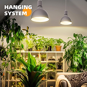 Barrina LED Grow Light Bulb, 50W Full Spectrum, with 16.4FT Power Cord, Hanging Grow Lights for Indoor Plants, Large Tall Plant, Garden, Flowers, Greenhouse, 2-Head