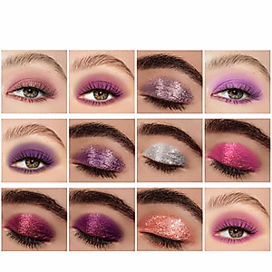MAEPEOR Jam Purple Eyeshadow Palette 9 Colors Stunning Matte Glitter Eyeshadow Palette Longlasting Waterproof Shimmer Eye Shadow for Girls and Women (Set 3, Jam Purple)