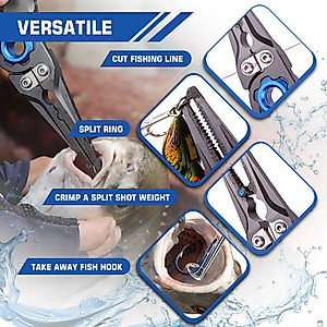 XTOUC Saltwater Fishing Pliers Titanium Alloy Jaw, Fish Hook Quick Removal, Fishing Accessories and Equipment, Split Ring Tools, Fishing Tackle Kit, Fishing Gear for Gift