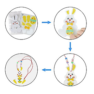 Easter Crafts for Kids 12 Pack Easter Eggs Bunny Necklaces Easter Gifts for Kids Ages 4-8 8-12, DIY Easter Rabbits Foam Hanging Ornaments Necklaces Easter Party Favors Classroom School Activity