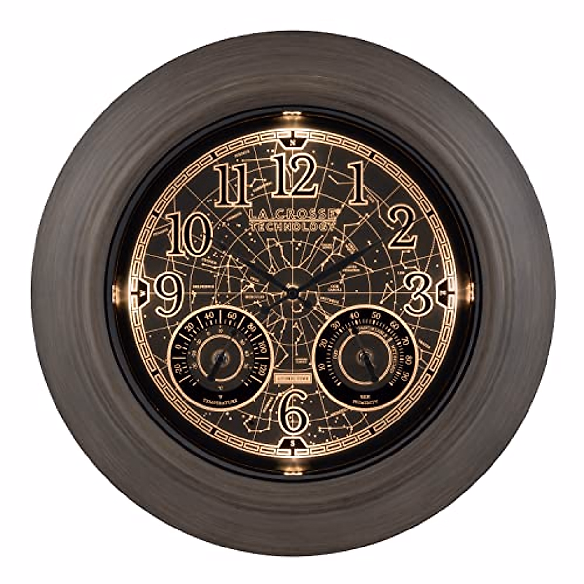 La Crosse Technology 435-3256A-C-INT 21" Indoor/Outdoor Metal Atomic Analog Clock with Lighted Constellation Dial