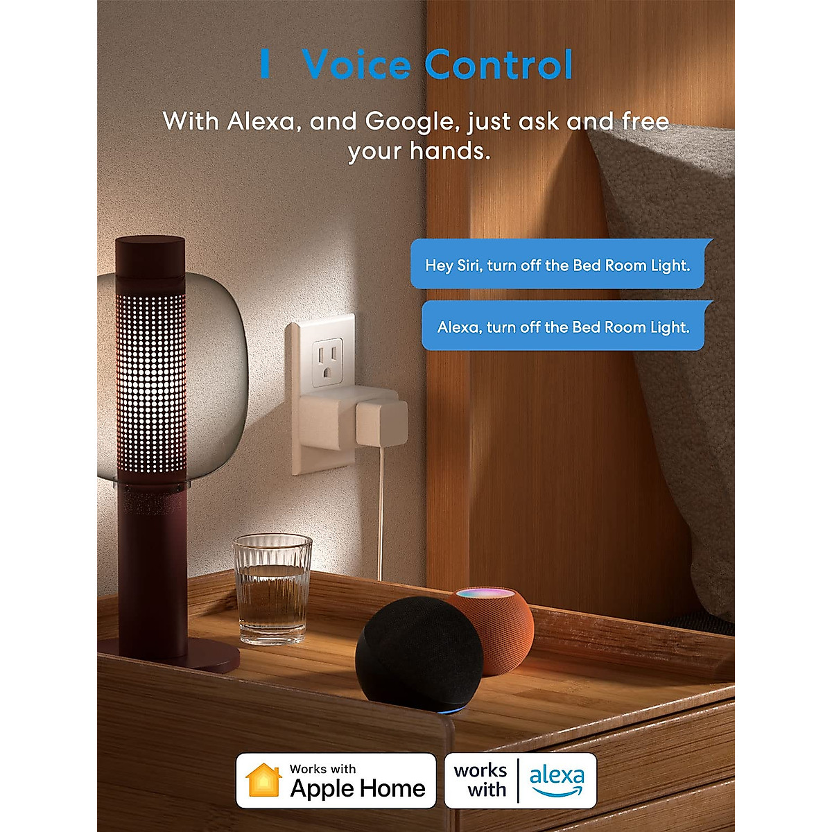 meross Smart Plug Mini Support Apple HomeKit, Siri, Alexa, App Control, Timer, 15A & Reliable WiFi Outlet, No Hub Needed, 2.4G WiFi Only, 4 Pack