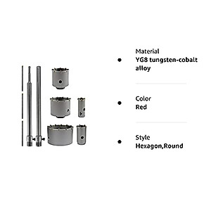 BINOTA Concrete Hole Saw, Kit 30 40 65 80 100 MM, Arbor SDS Plus and MAX 300mm, for Masonry Cement Wall Brick Sands Stone Sable-Rock Self-Leveling