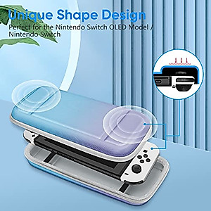 Fintie Carrying Case for Nintendo Switch OLED Model 2021/Switch 2017, [Shockproof] Hard Shell Protective Cover Travel Bag w/10 Game Card Slots for Switch Console Joy-Con & Accessories, Evening Ombre