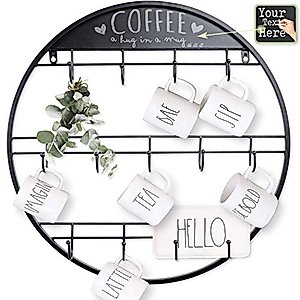 Qiang Ni Mug Rack for Handmade | Large Wall Mounted Storage Display Organizer Rack Coffee Cup Rack