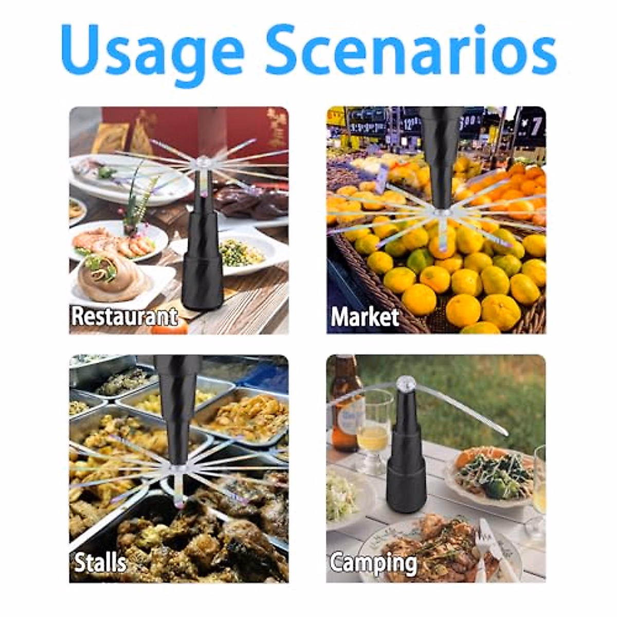 EaseHive 4 Pack Fly Fan for Table, Portable Fan for Outdoor, Battery Powered Table Fan, Soundless and Portable Fan, for Party,Barbecue,Picnic,Traveling