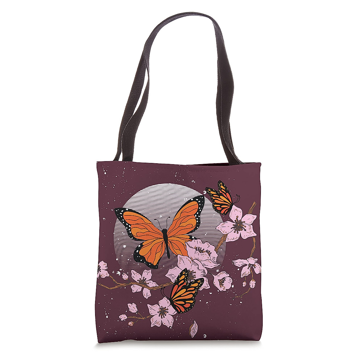 Floral Japanese Cherry Blossom Flower Sakura Retro Butterfly Tote Bag
