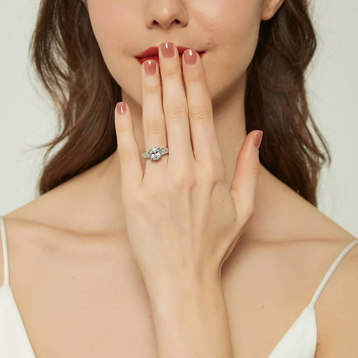 BERRICLE Sterling Silver Solitaire Wedding Engagement Rings 2.5 Carat Oval Cut Cubic Zirconia CZ Cocktail Promise Ring for Women, Rhodium Plated Size 5