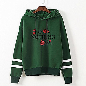 Sweatshirt for Women THENLIAN Womens Print Long Sleeve Hoodie Sweatshirt Jumper Hooded Pullover Tops Blouse(Green, XL)