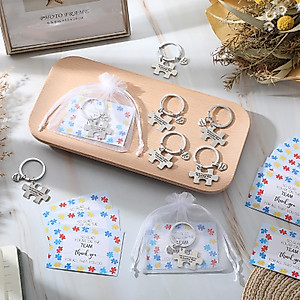 Sasylvia 25 Set Team Gifts for Coworker Puzzle Inspirational Keychain Thank You Cards Staff Employees Appreciation Gifts