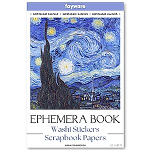 Vintage Journaling Supplies for Junk Journal - 487 Scrapbooking Stickers & 20 Ephemera Papers. FAYWARE Washi Stickers with Art Famous Paintings