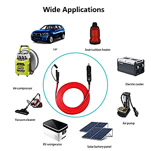 SinLoon Cigarette Lighter SAE Battery Charger Cable,12V 15A Cigarette Lighter Plug to Waterproof SAE Quick Release Adapter Extension Charging Cable with Fuse and LED Light(10FT,3 Meter)