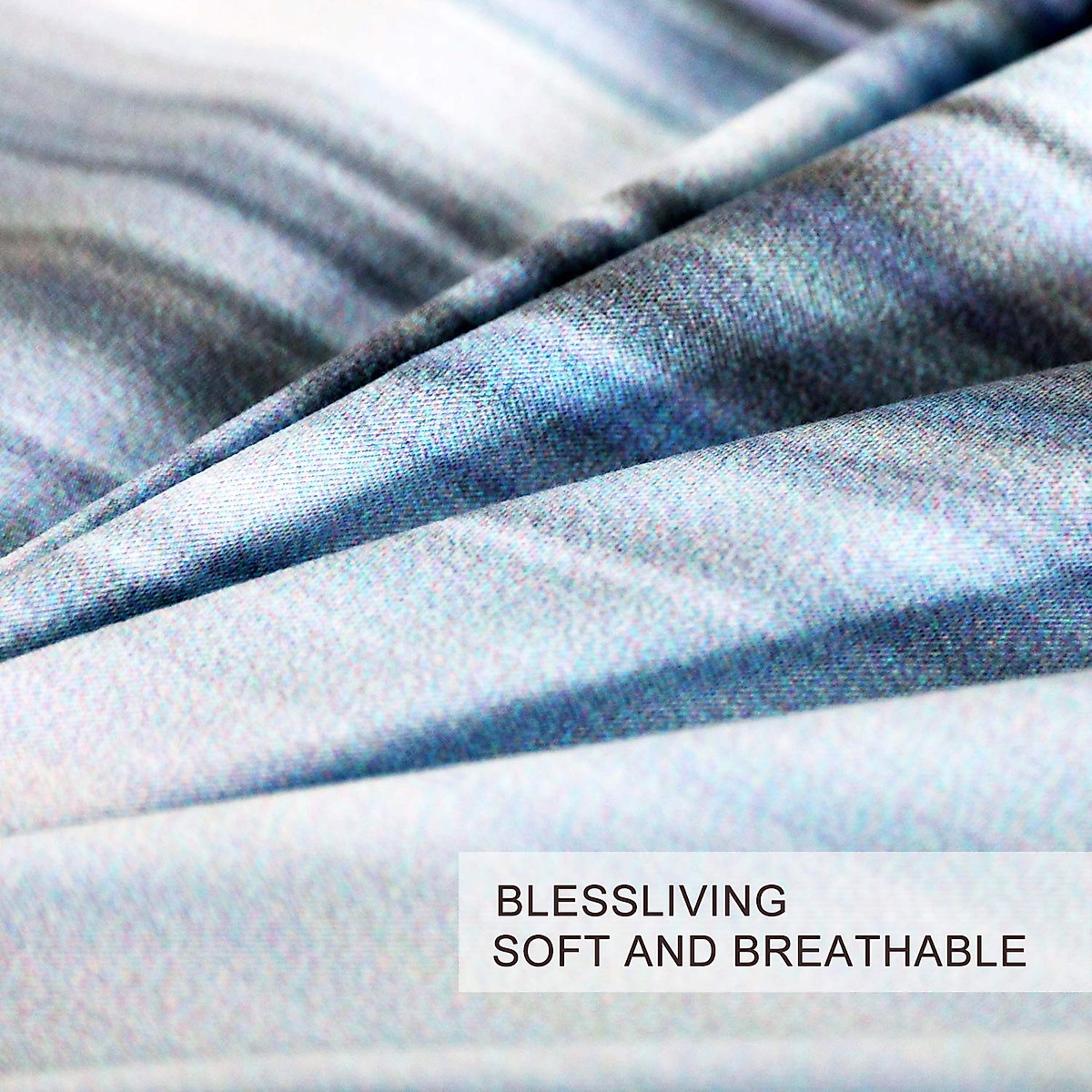 BlessLiving 3 Piece Liquid Marble Bedding Set Black White Bedding Cool Yellow Marble Duvet Cover for Adults Teens Kids (Queen)