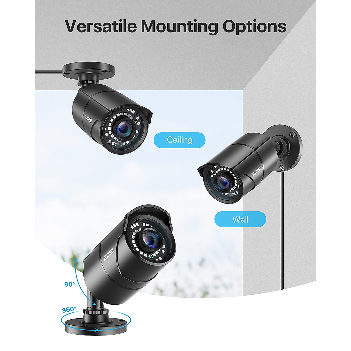 ZOSI 1080P HD 1920TVL Hybrid 4-in-1 TVI/CVI/AHD/960H CVBS CCTV Surveillance Weatherproof Bullet Security Camera Outdoor Indoor,120ft Night Vision,For HD-TVI,AHD,CVI and CVBS/960H analog DVR