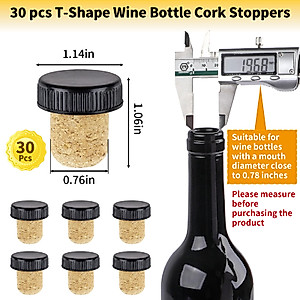 Wine Sealer for Wine Bottles - 60 pcs Wine Bottle Resealer Kit for Cruise with PVC Heat Shrink Capsules, Cork Stopper with Plastic Top for Home Use