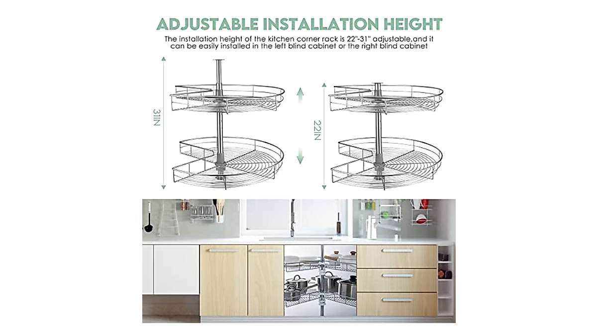 Maximize Space: 32" Kidney Corner Cabinet Lazy Susan