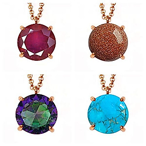 JewelryGift Natural Aqua Chalcedony Pendant with Chain Faceted Gemstone Aqua Rose Gold Plated Beautiful Pendant for s and Womens