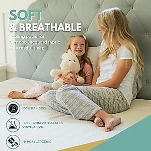 Twin Size | Waterproof Mattress Protector | Hypoallergenic, Cooling Mattress Pad Cover, Fitted Sheet Style up to 18" Deep | 100% Bamboo Viscose | by Rest Line Premium Bedding