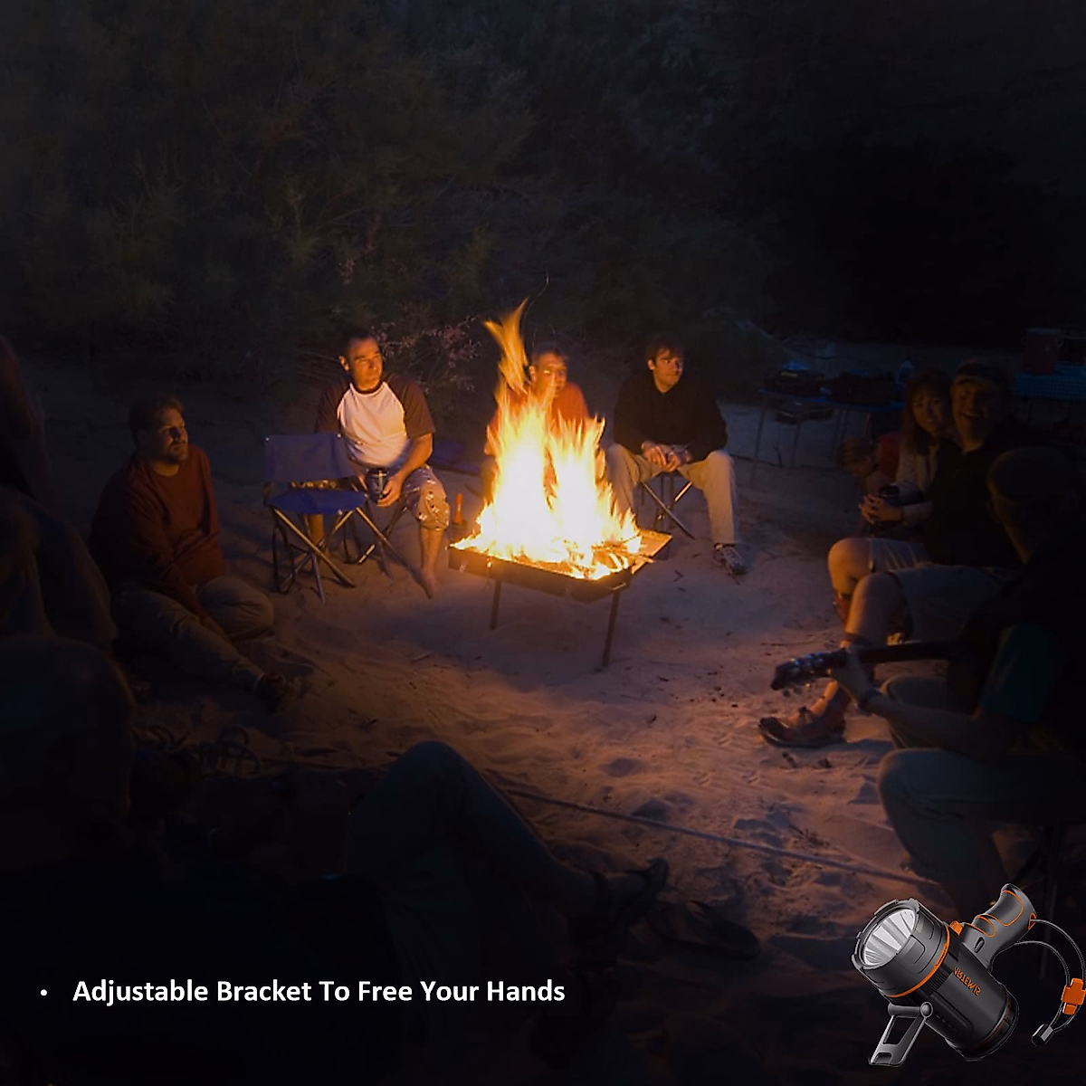 GOODSMANN LED Rechargeable Marine Spotlight 2000 Lumen Handheld Spot Light Waterproof Searchlight Portable Boat Flashlight for with Switch Lock and USB Cable for Outdoor Fishing Hiking Hunting