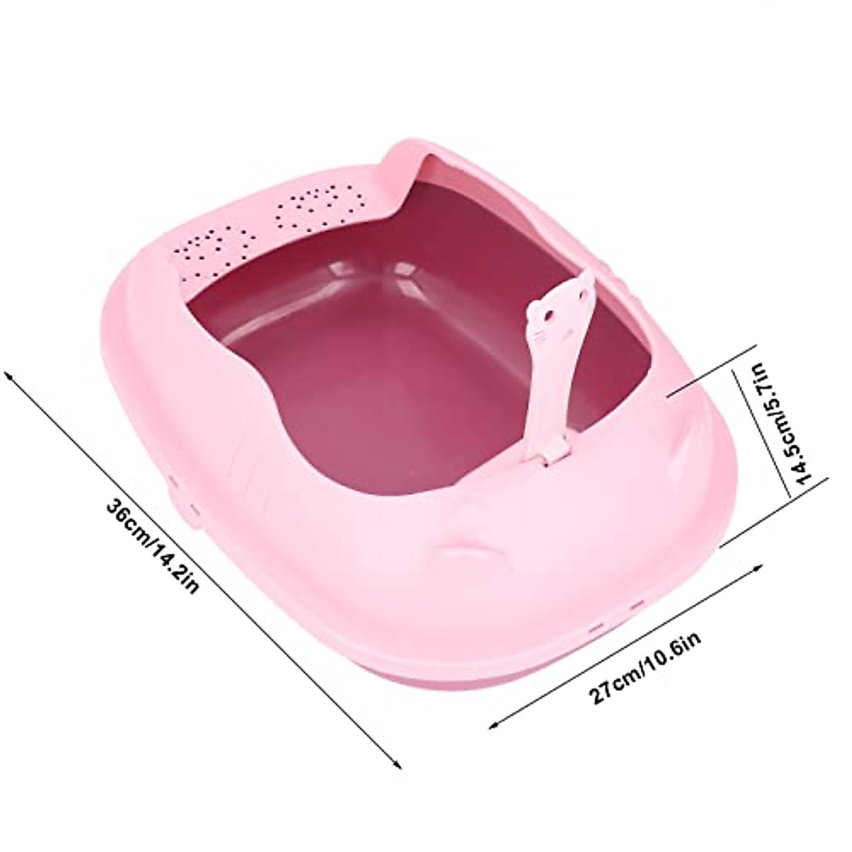Open Top Cat Litter Box with Scoop,Kitty Litter Pan Prevent Sand Leakage,Waterproof Sifting Box for Small Cats,Durable Removable,for Cats Dogs Small Pets(Pink)