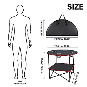 Portable Camping Table Folding Picnic Tables Lightweight Folding Table Waterproof Canvas Beach Table for Outside with 4 Cup Holders & Carry Bags for Camping, Beach, Campfires and Tailgating