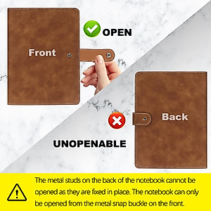 FYY Leather A5 Binder 6 Ring Binder Notebook - PU Leather Refillable Notebook with Binder Pockets, Dividers, Refill Paper, Brown Journal Notebook