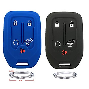 KAWIHEN Silicone Key Fob Cover Compatible with for 2019 2020 2021 Chevrolet Chevy Silverado 1500 2500HD 3500HD GMC Sierra 1500 2500HD 3500HD HYQ1EA 13529632 13591396