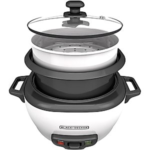 BLACK+DECKER RC3406 3-Cup Uncooked/6-Cup Cooked Rice Cooker, White