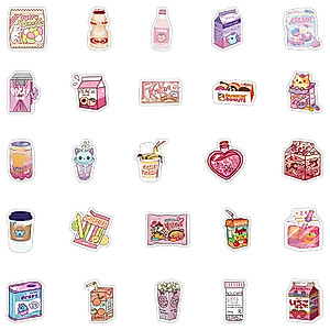 100pcs Cute Snack Stickers Food Stickers Drink Stickers Kawaii Small Beverage Stickers Decorative Masking Stickers for Personalize Laptop Scrapbook Daily Planner and Crafts