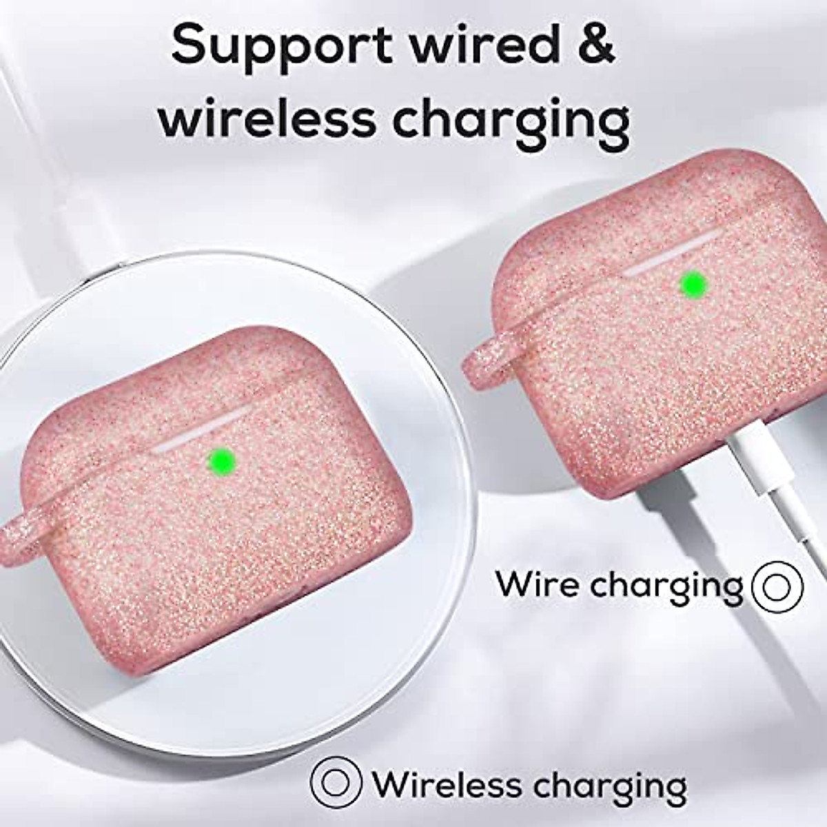 VISOOM Airpods Pro 2 Case Cover Cute with Bling Elegant Keychain for Apple Airpods pro 2nd Generation Case Cover Silicone iPod pro 2 Case Airpods pro 2nd Generation/Air Pro Pods 2nd Gen (Rose Gold)