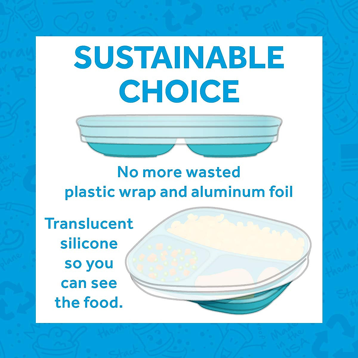 Re-Play -Made in USA - 5 Piece Toddler Feeding Set Flat Plate, Silicone Storage Lid, Utensils - Made from Environmentally Friendly Recycled Milk Jugs - Purple