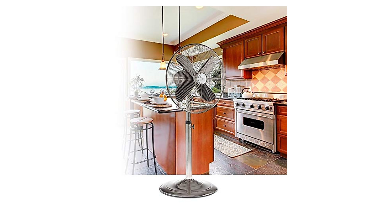 Deco Breeze Stainless Steel Floor Fan - Adjustable & Retro Style