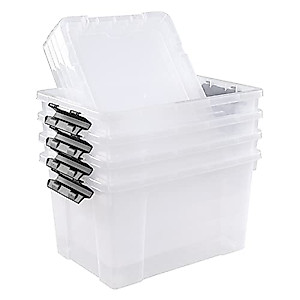 Yuright 22 Quart Clear Storage Tote with Wheels, 4 Pack Organizer Bin