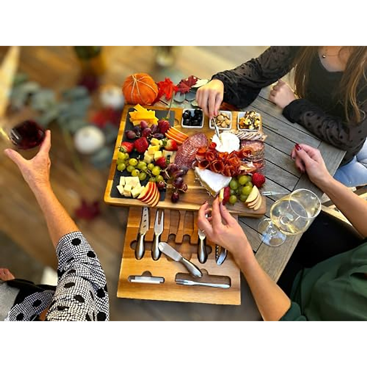 Personalized Charcuterie Board Set/19pcs Cheese Board And Knife Set, Realtor Closing gift, Custom Charcuterie board, Wedding Gift