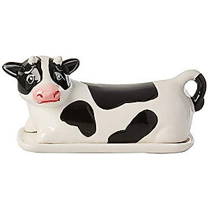 Boston Warehouse Farmhouse Cow Hand Painted Ceramic Butter Dish