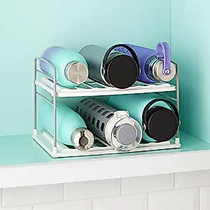 YouCopia UpSpace Water Bottle and Travel Mug Cabinet Organizer, Adjustable Storage Rack for Kitchen Organization, 2-Shelf