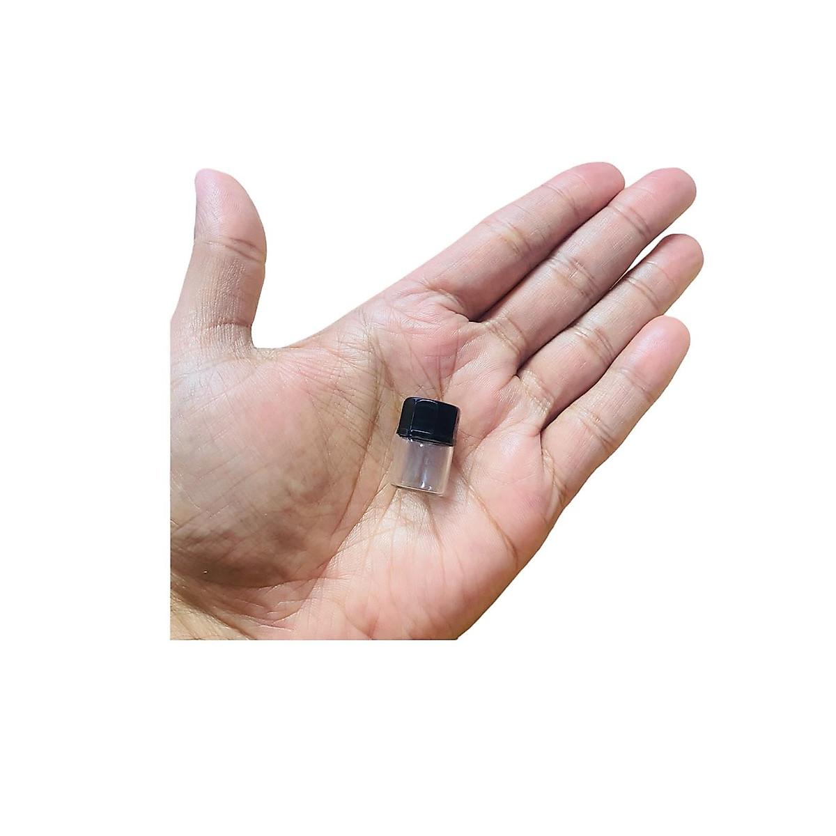 [144 Pack] 1.5 ml Glass Vials, High Grade Borosilicate Glass Empty Vials with Caps, Small Liquid Sample Clear Vial, Black Closed Top Screw Caps with PE Liner (0.4 Dram)