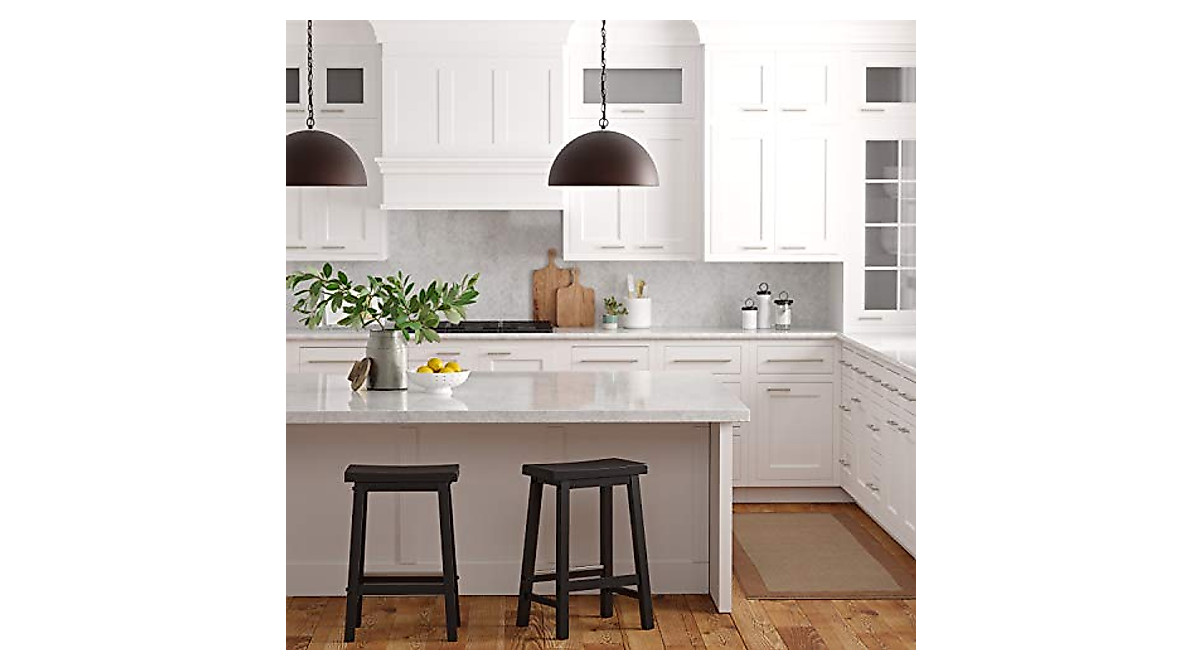 Amazon Basics Solid Wood Counter-Height Stools - 2-Pack, Black