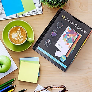H4D 12 Pocket Poly Project Organizer, Spiral Multi Pocket Folder Organizer with Pockets, Multi-Subject Folder Notebook, Letter Size