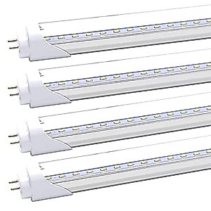 T8 T10 T12 2FT LED Light Tube - 8W LED Replacement for 24 inch Fluorescent Bulb, 20W Equivalent, 1120Lm, 5000K Daylight White, Ballast Bypass, Dual-End Powered, Clear Cover (Pack of 4)