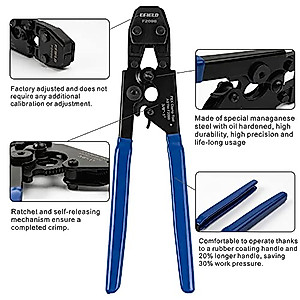 EFIELD Pex Cinch Clamp/Ear Hose Clamps Crimping Tool for Stainless Steel Clamps Sizes from 3/8" to 1" with Metal Pipe Cutter 20pcs 1/2" and 10 pcs 3/4" Clamps Suit all US F2098 Standards