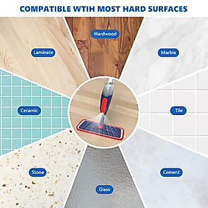 Microfiber Spray Mops for Floor Cleaning - BPAWA Wood Floor Mop with Spray Flat Dust Mop for Hardwood Laminate Tile Ceramic Kitchen Floors, Dry Wet Mop with 2X 550ML Bottles 4X Reusable Washable Pads