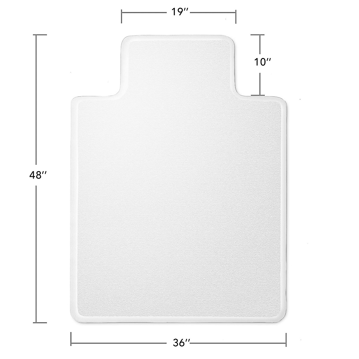 WorkOnIt 45" x 53" Office Desk Chair Floor Mat with Lip for Hardwood Floors, Clear